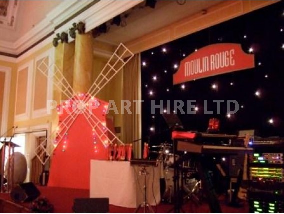 Moulin Rouge windmill and sign - Event Design - Prop Art Hire