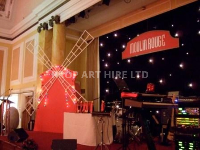 Moulin Rouge windmill and sign - Event Design - Prop Art Hire